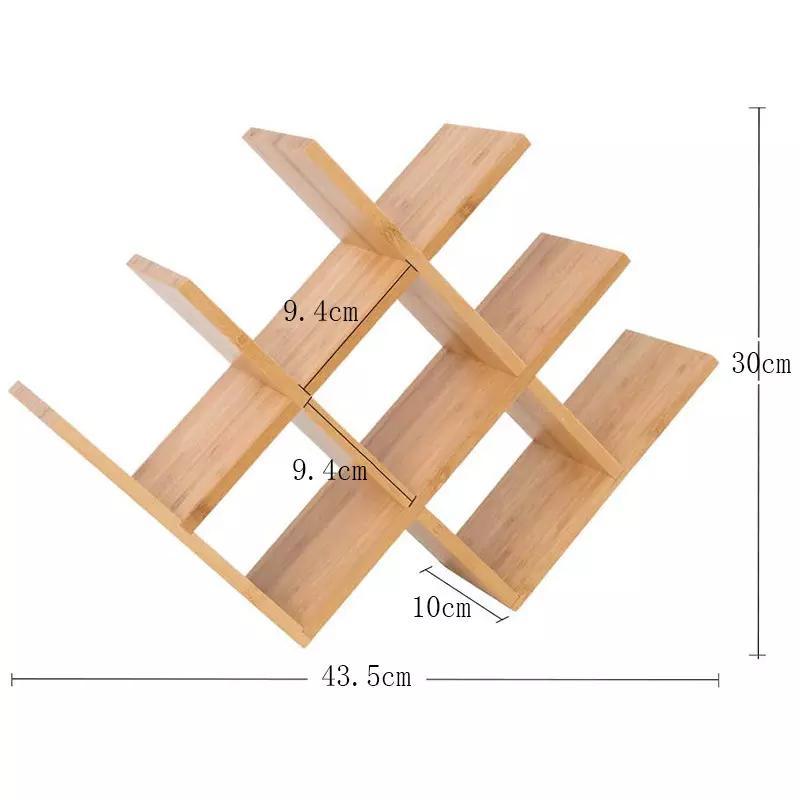 3-Layer Natural Bamboo Free Standing Countertop 8 Bottle Storage Red ...