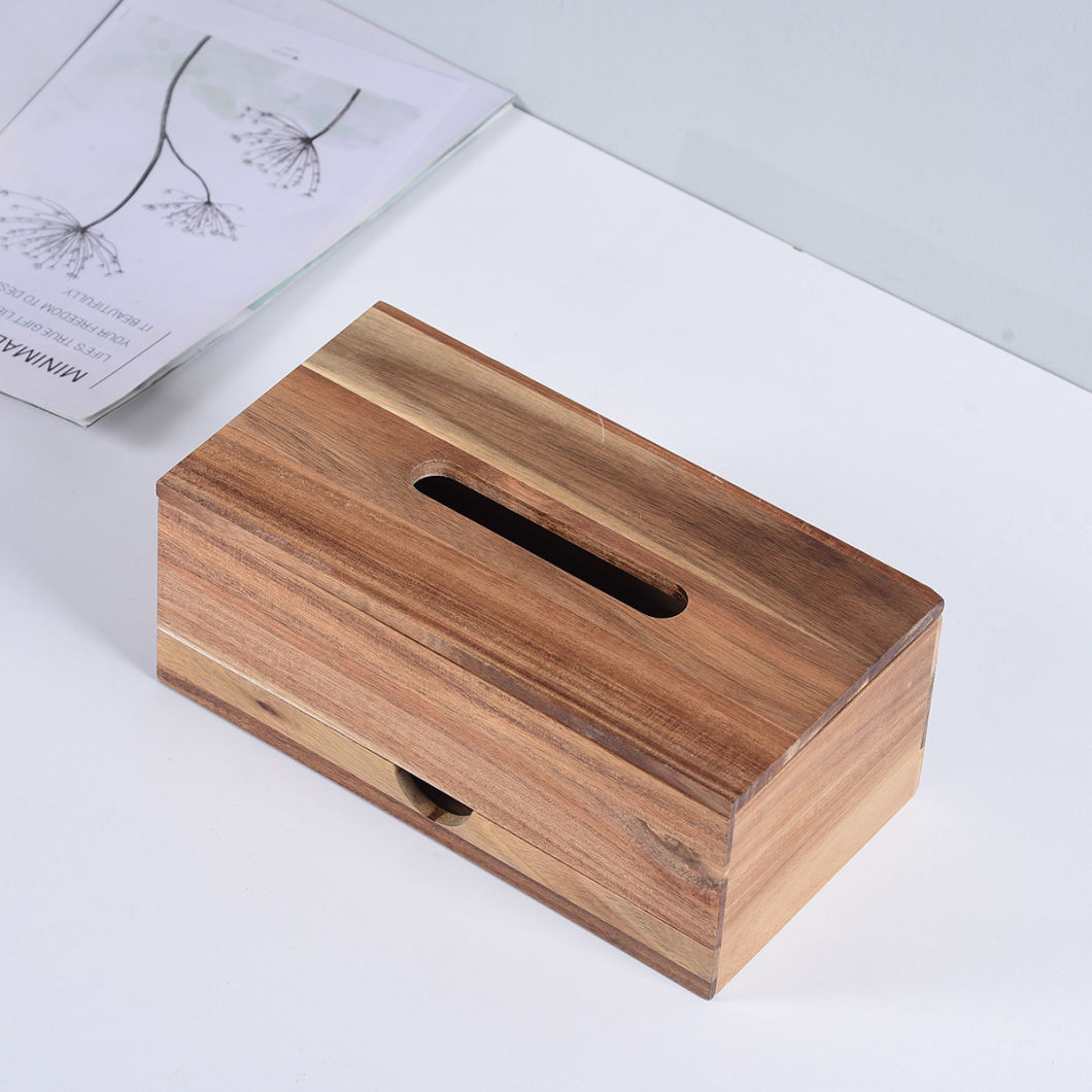 Decorative and Multipurpose Bamboo Tissue Box Wood Tissue Box with ...