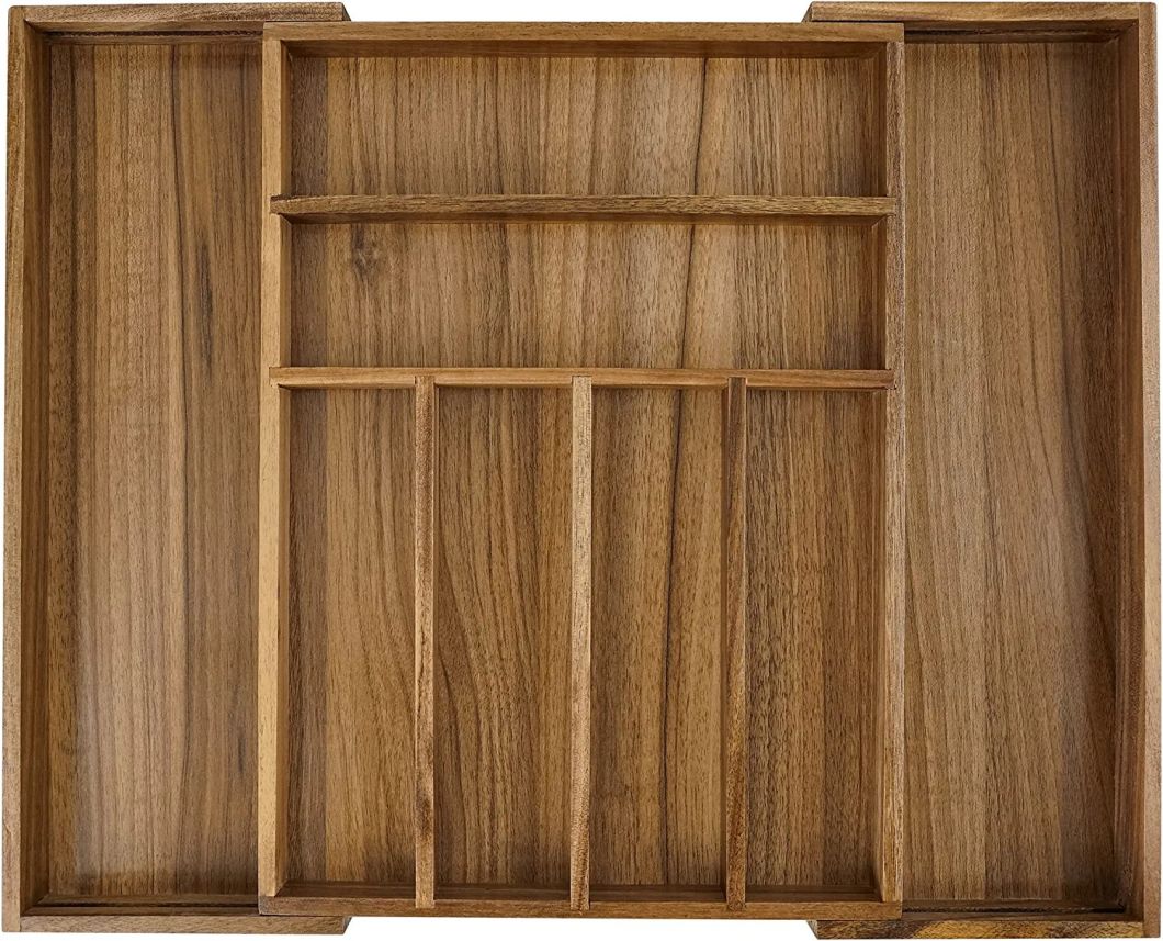 Adjustable and Expandable Acacia Wood Cutlery Tray Cutlery Drawer ...